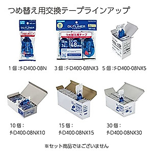 KOKUYO Glue Tape Refill for Scrapbooking, 3 Pack 52.5 Ft x 0.33 in Double Sided Tape Roller for Crafts, Blue Dot Pattern Tape Runner, Adhesive Scrapbook Supplies. Japan Import (TA-D400-08NX3)