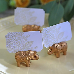 Kate Aspen Lucky Golden Elephant Place Card Holders, Photo Holders, Party Favors, Indian Wedding Decorations, Placecards, Place Setting, (Set of 6)