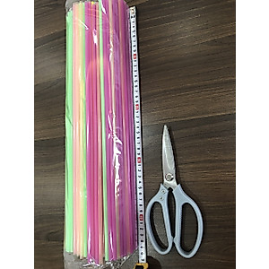 18" (45cm) Neon Straws, 1/4" (6mm) Diameter, Extra Long Straight Straws, Plastic Straws (200 Count)
