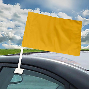 Solid Yellow Car Window Clip Flag Fade Resistant Vehicle for Patriotic, Sports Events, Parades - Premium - Double Side Printing (Pack of 100)