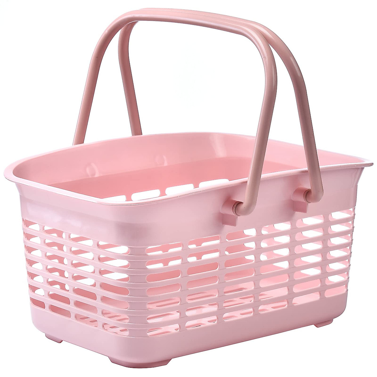 ALINK Plastic Shower Caddy Basket with Handle, Portable Organizer Storage Basket for College Dorm, Bathroom, Kitchen - Pink