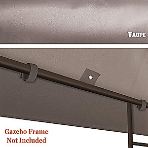 YardGrow 10'x10' Gazebo Canopy Replacement Top, Double Tiered Outdoor Canopy Cover Patio Pavilion Garden (Taupe)