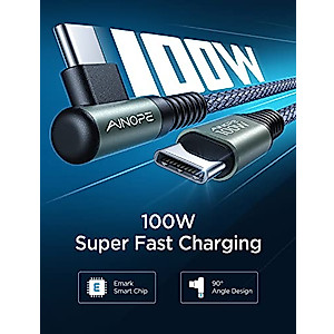 AINOPE 100W USB Charging Cable, 90° Cable, 6.6FT, Grey