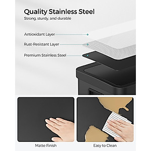 SONGMICS Motion Sensor Trash Can, 18-Gallon (68L) Automatic Kitchen Garbage Can with Stay-Open Lid, Soft Close, Stainless Steel, 15 Trash Bags Included, Ink Black ULTB630B68