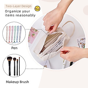 iSuperb Portable Pencil Case Large Capacity Dual Zipper Stationery Organizer Storage Pouch Pen Bag Compartments Cosmetic Bags for Office Women