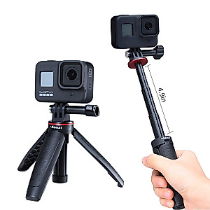 ULANZI Extendable Selfie Stick for Gopro | 2 in 1 Mini Tripod Stand for Gopro Hero 10/9/8/7/6/5 | Portable Handle Vlog Tripod for All Action Cameras