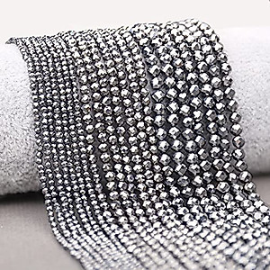 BONNY BOXX 2mm Natural Terahertz Faceted Round Healing Energy Gemstone Loose Beads Spacer Stone Beads for DIY Jewelry Making 15.5" Full Strand