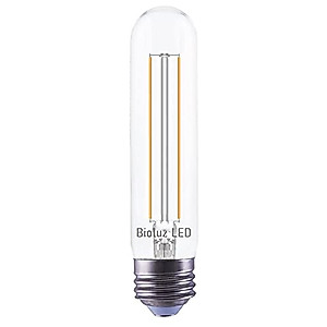 Bioluz LED 94 CRI T10 LED Bulb 40W (Uses only 5W) E26 Base Filament Bulb Soft White 3000K T10 LED Edison Bulb Works with Dimmable or Non-Dimmable UL-Listed Title 20 High Efficacy Lighting 6-Pack