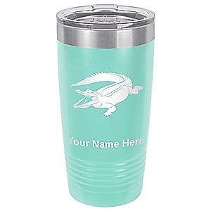 LaserGram 20oz Vacuum Insulated Tumbler Mug, Alligator, Personalized Engraving Included (Teal)