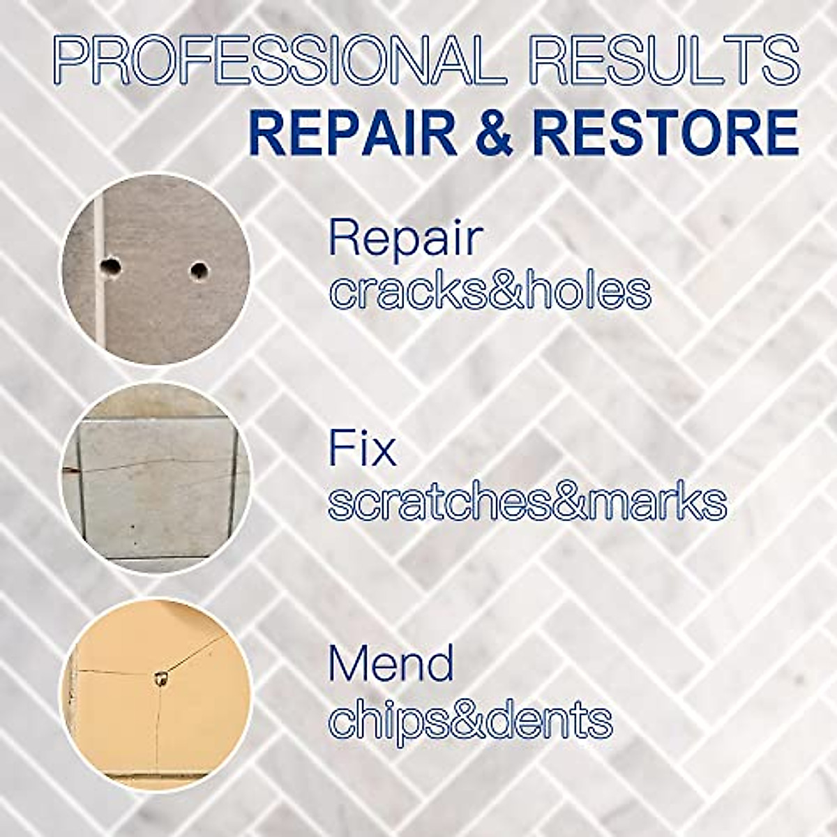 Cocomfix Porcelain Repair Kit, Tile Repair Kit. Ceramic Tile Repair Kit(White) - Quickly Fix Tile Chips, Cracks, Holes & Scratches. Super Adhesion. for Ceramic, Porcelain, Acrylic, Fiberglass.