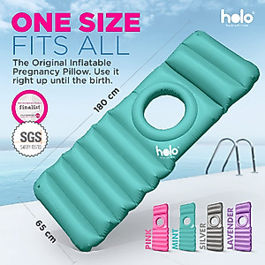 HOLO The Original Inflatable Pregnancy Pillow - Full Body Maternity Airbed/Float with Hole for Tummy - for Ultimate Sleeping Support & Comfort - Say Goodbye to Pregnancy Related Aches and Pains (Mint)