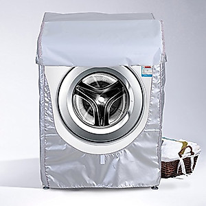 Silver Washing Machine Cover Waterproof Sunscreen Cover Front Load Washer Dryer Coat Protection Washer Cover