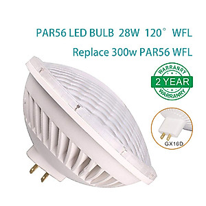 BAOMING Par56 LED Bulb Dimmable 28W Soft Warm White (2700~3000K) 120V GX16D Base, 120° Wide Flood Light, Replacement 300W MFL Par56 Halogen Light