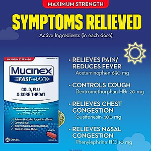 Mucinex Fast-Max Cold, Flu, & Sore Throat Caplets, 20ct