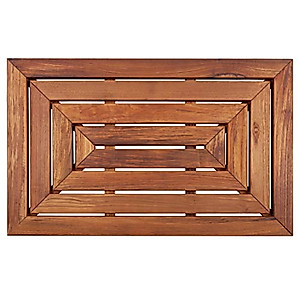 Nordic Style Premium Teak Shower and Bath Mat for Indoor and Outdoor Use - Non-Slip Wooden Platform for Spa, Sauna, Pool, Hot Tub - Flooring Decor and Protector (31.4" x 19.6", Oiled Finish)