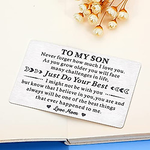 Son Gifts from Mom I Love You Cards to My Son Christmas Stocking Stuffers Birthday Valentine Back to School Inspirational Graduation Coming-to-Age Note Engraved Inserts Greeting Card for Boys Him Men