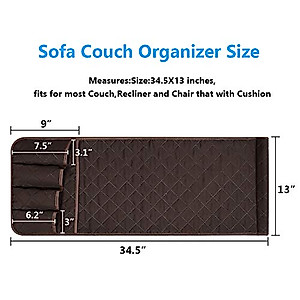 WubbaLubba Sofa Armrest Organizer Non-Slip Arm Chair Bedside Caddy Storage Organizer for Recliner Couch with 5 Pockets for Cell Phone TV Remote Control Magazines(Coffee)