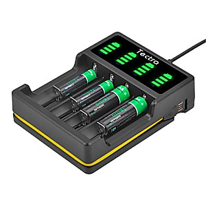 18650 Battery Charger, Tectra Universal Smart LED Charger for Rechargeable Li-ion Batteries 18650 26650 18490 17670 17500 16340 14500, Ni-MH Ni-Cd A AA AAA AAAA Batteries