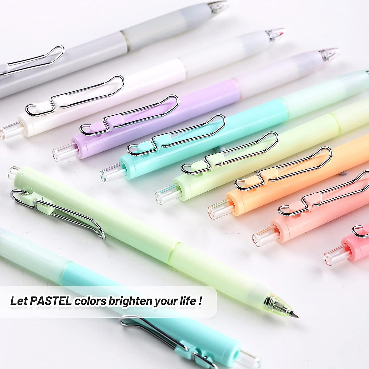 Pastel Gel Pens 20 Pack, Black Ink Pens, 10 Different Pastel Colors, 0.5mm Fine Point Cute Pens for School Office Back to School Supplies by MIVACHI