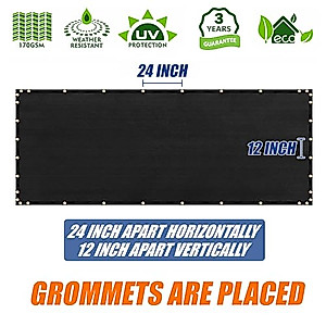 Amgo 6' x 50' Black Fence Privacy Screen, Commercial Standard Heavy Duty Windscreen with Bindings & Grommets, 90% Blockage, Cable Zip Ties Included (We Make Custom Size)