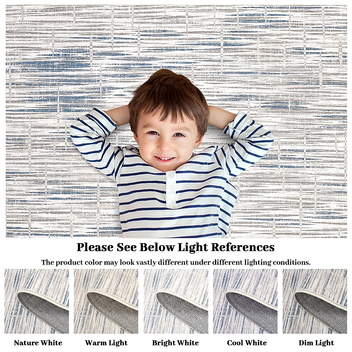 ROYHOME 8x10 Bedroom Rug Geometric Large Living Room Area Rug Indoor Washable Rug Non-Slip Stain Resistant Throw Floor Carpet Modern Abstract Dining Room Rug Boho Accent Rug for Home Office, Blue