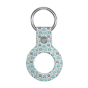 Waterproof Airtag Keychain&Leather Air Tag Holder,Owl Protective Tracker Case with Loop Key Ring for Airtags,Airtag Cover for Wallet,Luggage,Cat,Dog,Pets