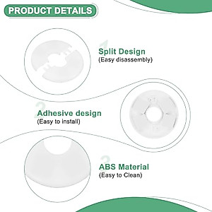 M METERXITY 2-Pack Wall Split Flange, for 0.8 Inch/20mm OD Pipe ABS Escutcheon Plate Round Self-Adhesive Plumbing Cover Plates for Water Pipe/Faucet [White]