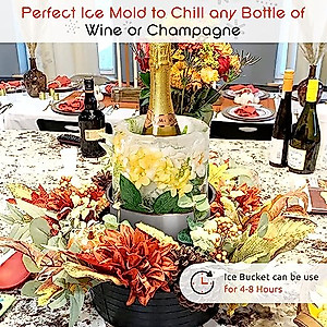 Ice Bucket Mold,Ice Mold Wine Bottle Chiller,Champagne Bucket Ice Mold, Flower/Fruits/Any Decoration to DIY Your Champagne Bucket Ice Mold For Special Parties/Bar/Holiday/Wedding,Beautiful & Creative