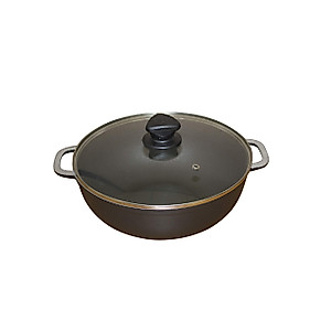 IMUSA USA Black 3.5Qt Nonstick Caldero with Glass Lid and Steam Vent (Dutch Oven), 3.5-Quarts