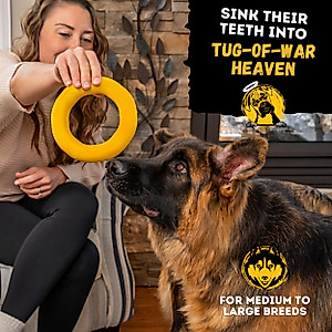 WoofBite "Indestructible Ring Dog Toy - Lifetime Replacement - Medium & Large Breed - Durable for Aggressive Chewers - Tough & Strong, Heavy Duty Natural Rubber - Fetch, Tug, & Chew - 6.5in.