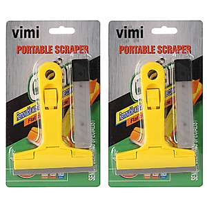 VIMI Glass Scraper Razor Blade,Razor Blade Scraper,Paint Scraper,Window scraper for Remover Tool Remove Surface Stains,Paint,Automotive Glass Film(4 inch-2 Handle + 20 Pack Replacement Blades)