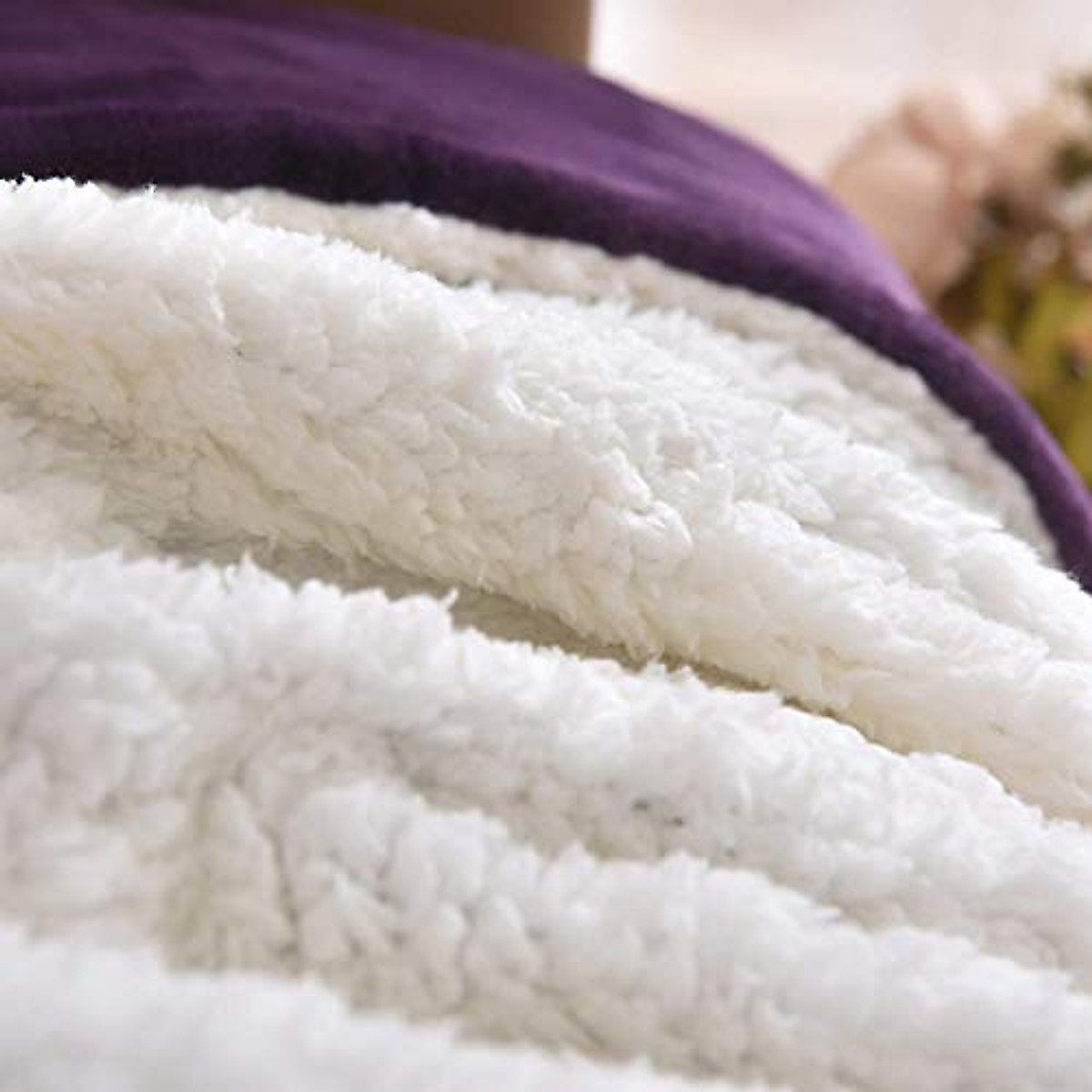 NANPIPER Sherpa Blanket Twin Thick Warm Blanket for Winter Bed Super Soft Fuzzy Flannel Fleece/Wool like Reversible Velvet Plush Blanket (Purple Twin Size 60"x80")