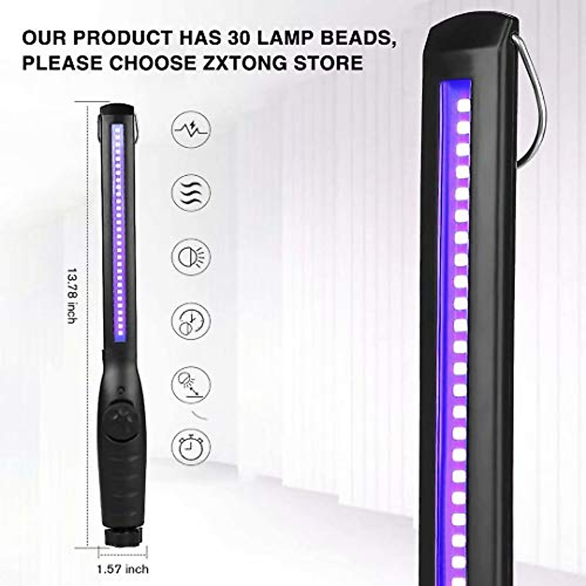 AACC Pack of Two 30 LED Cleaning Wand, Portable Cleaning Lamp with USB Charging, for Home Office Travel