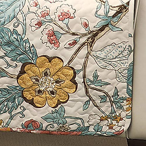 Lush Decor Sydney Furniture Protector-Floral Leaf Garden Pattern Armchair Cover-Blue and Yellow, Chair, Blue & Yellow