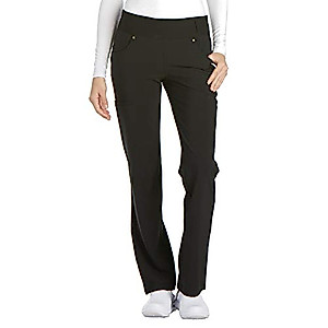 Iflex Scrubs for Women, Yoga-Inspired Knit Waistband Scrub Pants CK002, M, Black