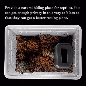 Reptile Hideout Box with Sink Humidification Hide Cave Lizard Hideaway with Water Increase Humidity Amphibian Habitat Decor for Lizard Snake Chamelon Frog Turtle Iguana Gecko