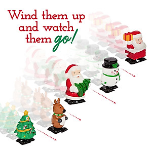 PREXTEX Christmas Wind up Stocking Stuffers- Santas and Snowmen Wind up Stocking Stuffers - Christmas Toys - 2 Santas, 1 Snowman, and 1 Reindeer.