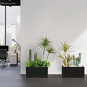 Wallowa Metallic Heavy Rectangle Planter Box for Outdoor/Indoor 25Lx11Wx13H Inches 22Pounds Black