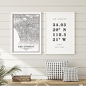Dear Mapper Los Angeles United States View Abstract Road Modern Map Art Minimalist Painting Black and White Canvas Line Art Print Poster Art Print Poster Home Decor (Set of 3 Unframed) (12x16inch)
