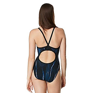 Speedo Women's Standard Swimsuit One Piece Endurance+ Flyback Printed Adult Team Colors, Solar Blue, 28