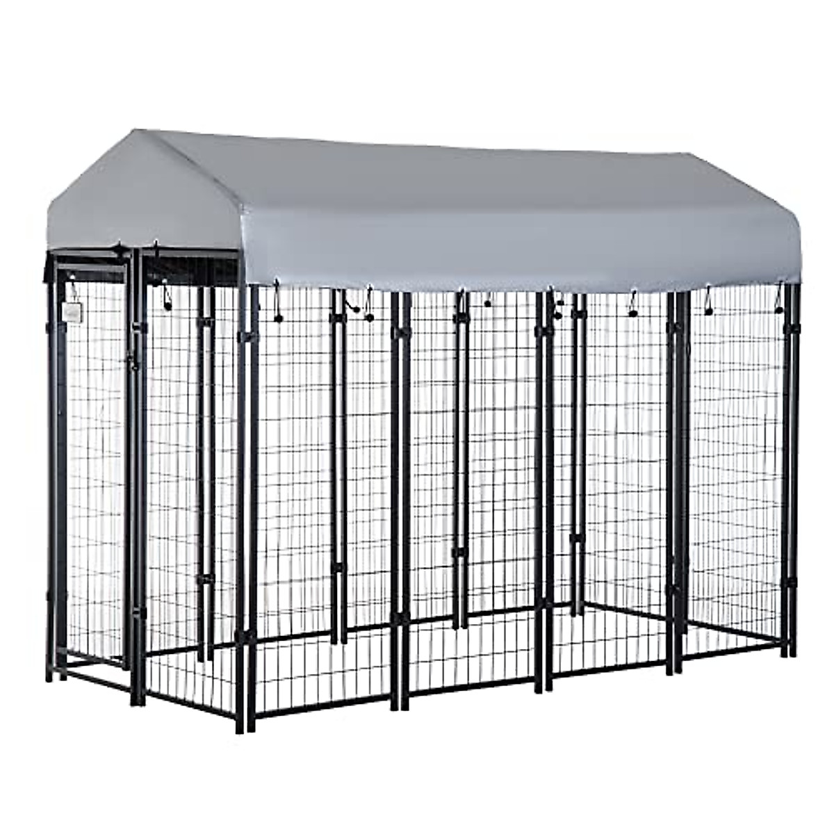 PawHut 8' x 4' x 6' Dog Playpen Outdoor, Dog Kennel Dog Exercise Pen with Lockable Door, Water-Resistant Canopy, for Medium and Large Dogs