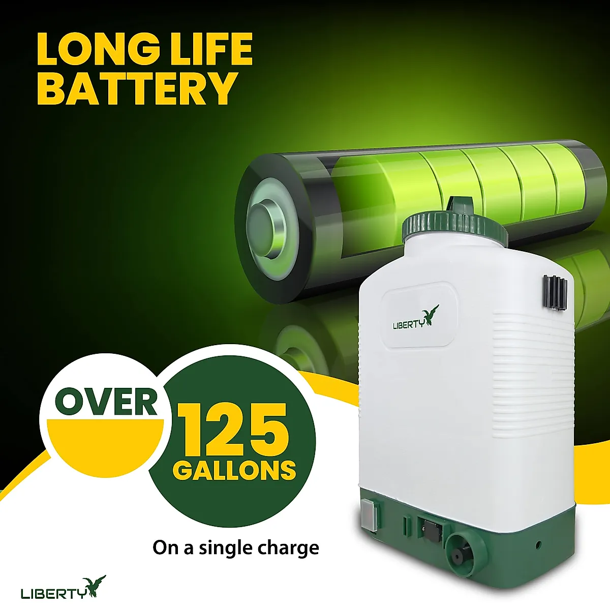 Liberty 4 Gallon, Battery Powered, Professional Grade, Backpack Electric Sprayer with Long Life Battery and Multiple Nozzles