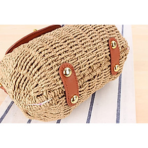 TONWHAR® Lady's Vintage Straw Summer Purse Leisure Beach Bag (Light Coffee)