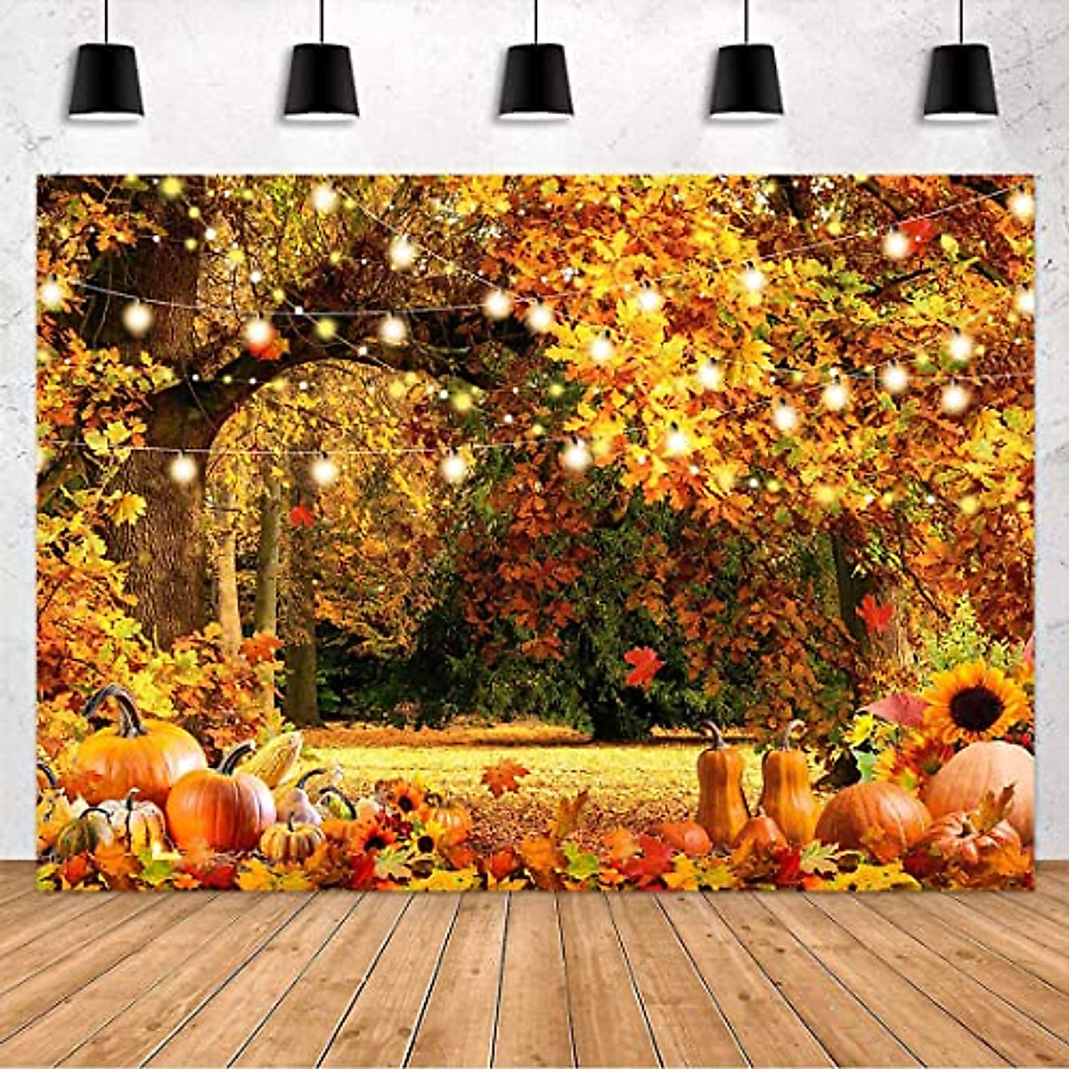 Avezano Fall Backdrop for Photography Forest Maple Leaves Scenery Thanksgiving Day Photo Background Kids Children Portrait Photo Booth Props (7x5ft)