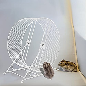 Silent Hamster Wheel, Wire Mesh Running Gerbil Wheel Toy with Iron Bracket Mute Jogging Cage Wheel for Rat Chinchilla