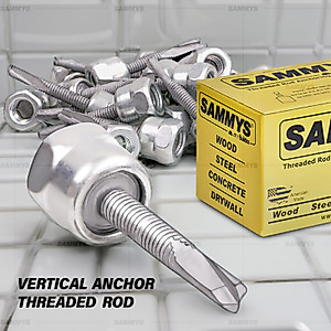 Everflow Sammys 8037957-25 DSTR 1-1/2 3/8 Inch Screw Vertical Threaded Rod Anchor Designed for Steel Structure, Steel, Electro-Zinc, Corrosion Resistance, 12-24 x 1-1/2 Inch Screw Length (pack of 25)