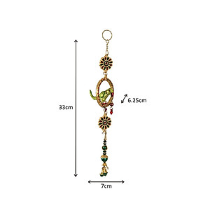 Handicrafts Paradise Door Hanging in Metal Parrot Shaped with Bells