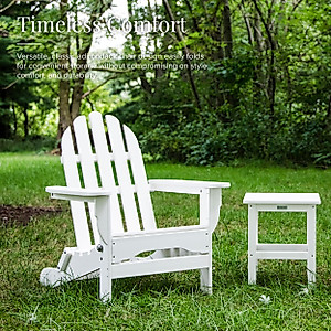 DuroGreen Folding Adirondack Chairs Made with All-Weather Tangentwood, Set of 2, Oversized, High End Patio Furniture for Porch, Lawn, Deck, or Fire Pit, No Maintenance, USA Made, White