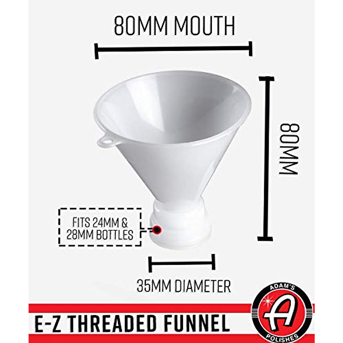 Adam's EZ-Fill Threaded Funnel - Twist On Empty Spray Bottle Refill Funnel | For Home, Car Detailing. Cleaning Supplies, Kitchen, Bath, Essential Oils, Powders | Universal Fit For Various Size Bottles