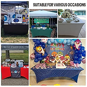 KSK 6FT Stretch Spandex Table Cover, Wrinkle Resistant Washable Fitted Table Cloths for Parties, Banquet, Wedding and Festival.(Black,6FT)